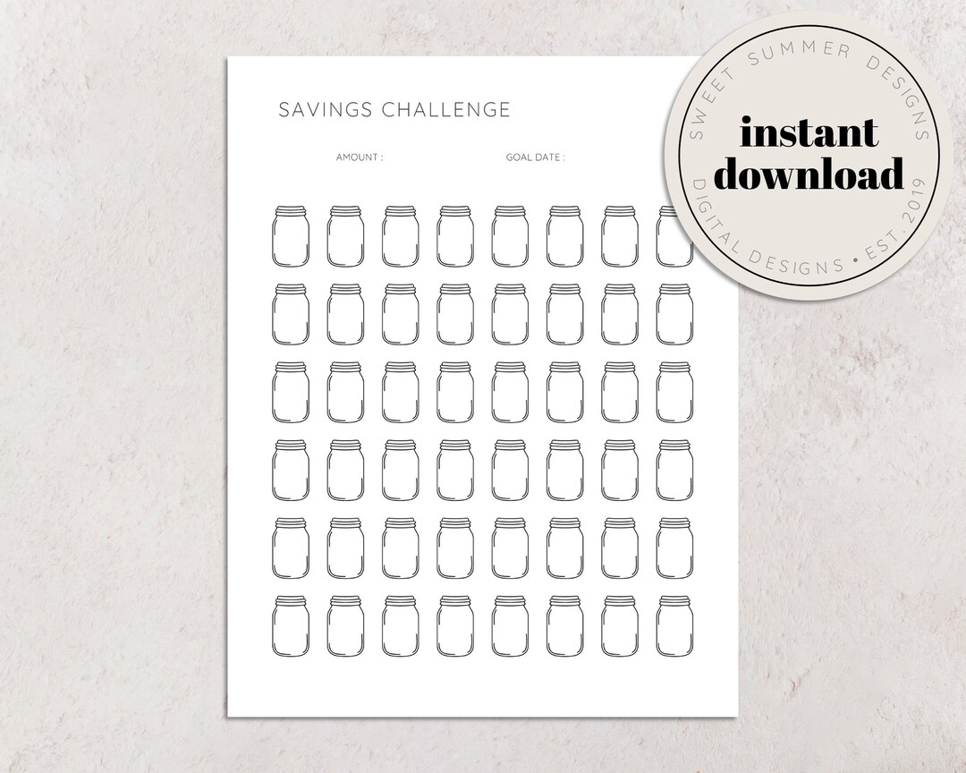 Savings Challenge Tracker Blank Printable, Budget Challenge Tracker ...