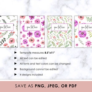 Little Garden Editable Binder Covers, Floral Template, Editable Binder ...