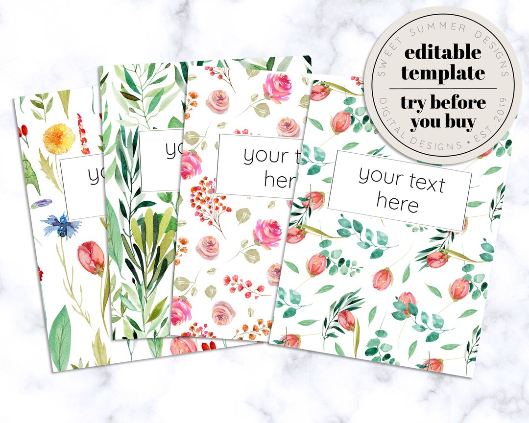 Wildflower Editable Binder Covers, Editable Binder Cover Template ...