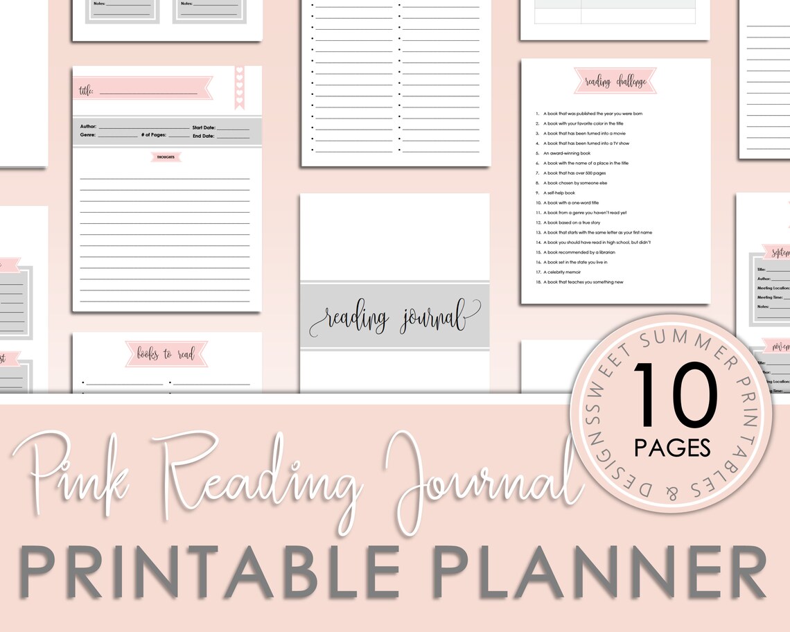 Reading Journal Printable Book Club Planner Printable - Etsy