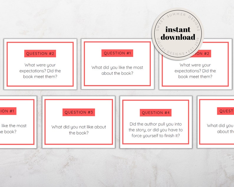 Red Book Club Questions Printable, Book Club Discussion, Book Review ...