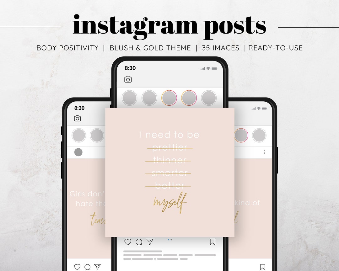 35 Body Positivity Blush Gold Instagram Posts, Self-love Quotes, Social ...