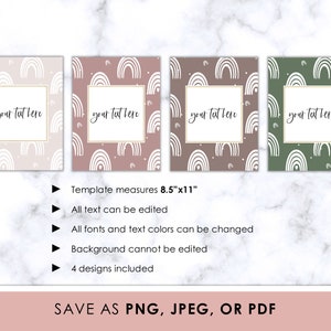 Boho Rainbow Editable Binder Covers, Boho Template, Editable Binder ...