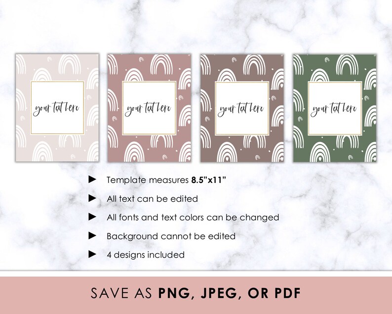 Boho Rainbow Editable Binder Covers Boho Template Editable - Etsy