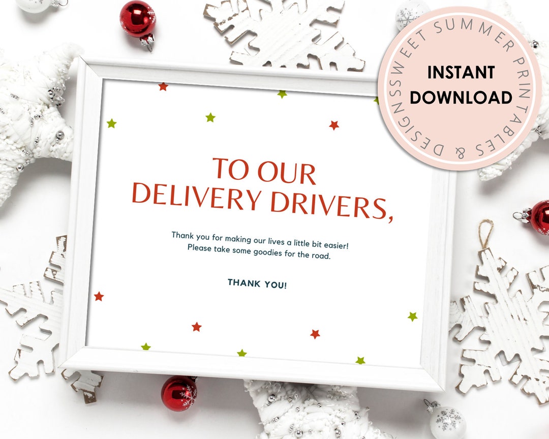 Christmas Stars Delivery Drivers Sign Printable, Delivery Drivers ...