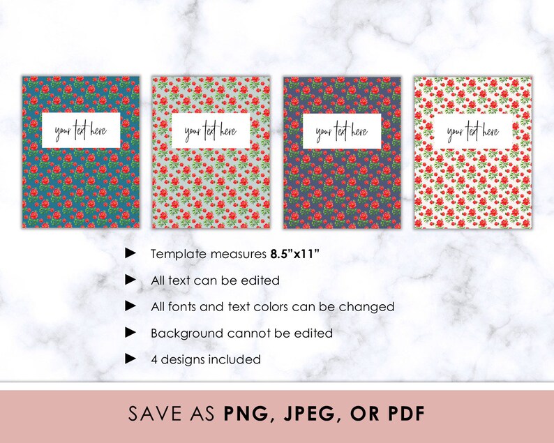Floral Vintage Editable Binder Covers Vintage Template - Etsy