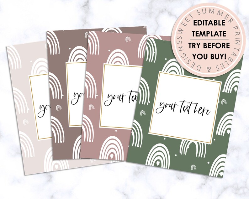 Boho Rainbow Editable Binder Covers Boho Template Editable - Etsy