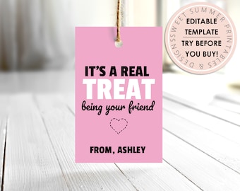 Happy Valentine's Day Gift Tag Printable Editable | Etsy