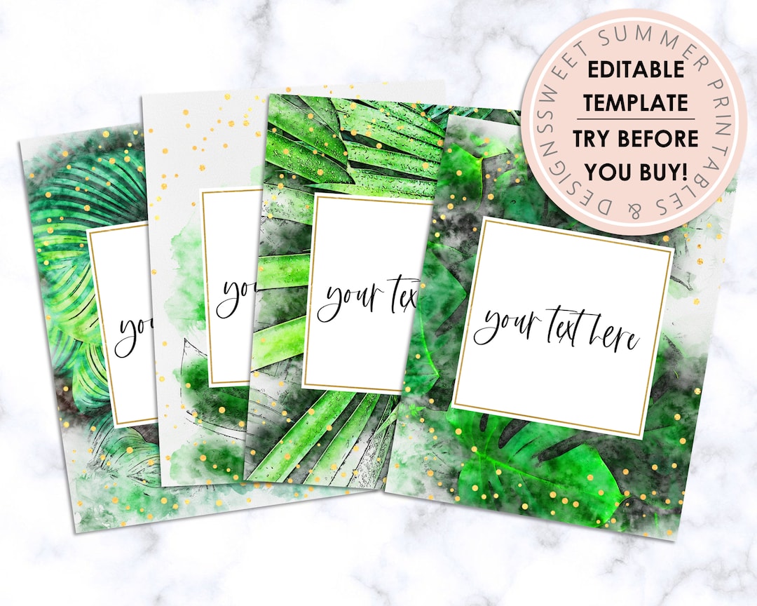 Tropical Leaves Editable Binder Covers, Editable Binder Cover Template ...