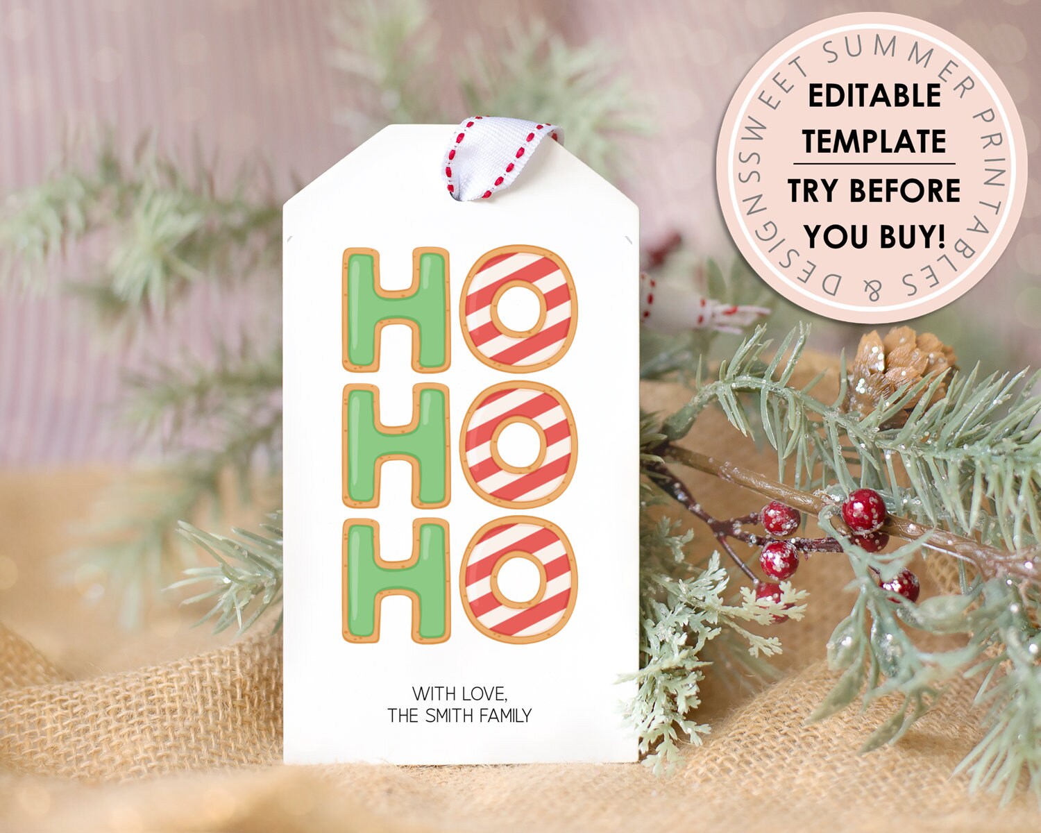 Ho Ho Ho Gift Tag Printable Editable Christmas Gift Tag | Etsy
