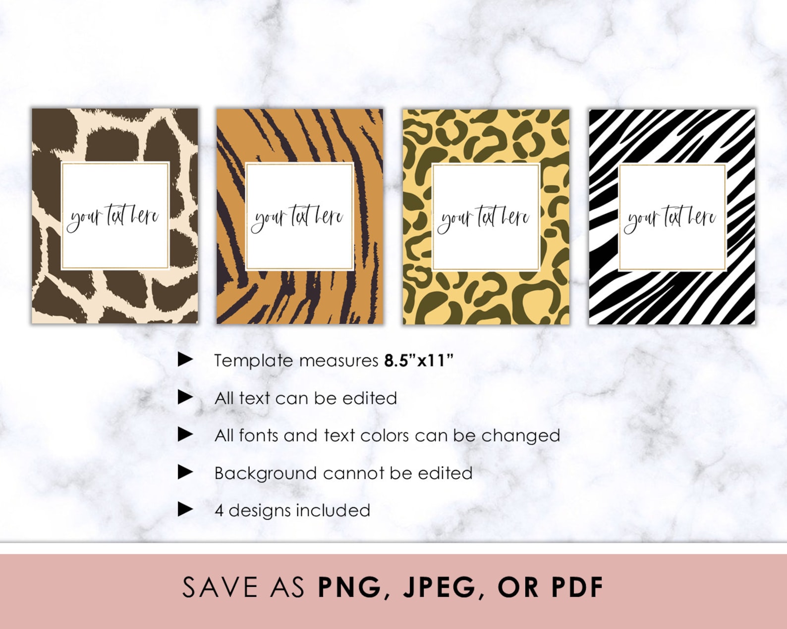 Animal Print Editable Binder Covers Animal Template Editable | Etsy