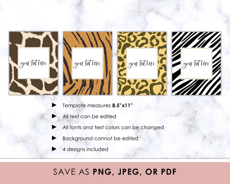Animal Print Editable Binder Covers, Animal Template, Editable Binder ...