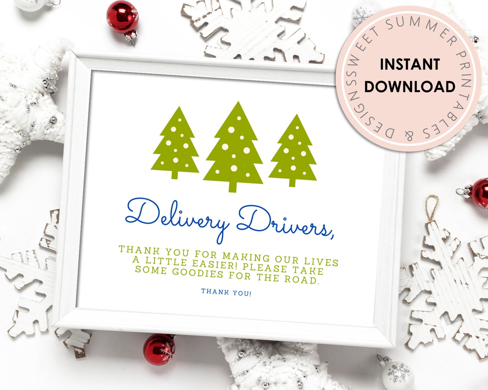 Simple Trees Delivery Drivers Sign Printable, Delivery Drivers ...