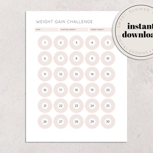 Weight Gain Tracker Printable, Fitness Planner Printable, Workout ...