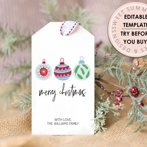 Ornaments Christmas Gift Tag Printable, Editable Christmas Gift Tag ...