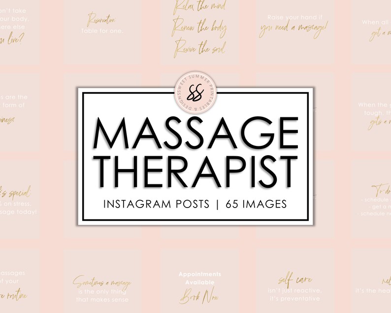 65 Massage Therapy Blush and Gold Instagram Posts, Massage Quotes ...