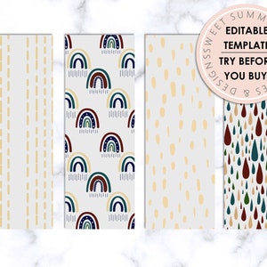 Boho Rainbow Editable Printable Bookmark, Boho Rainbow Bookmark ...
