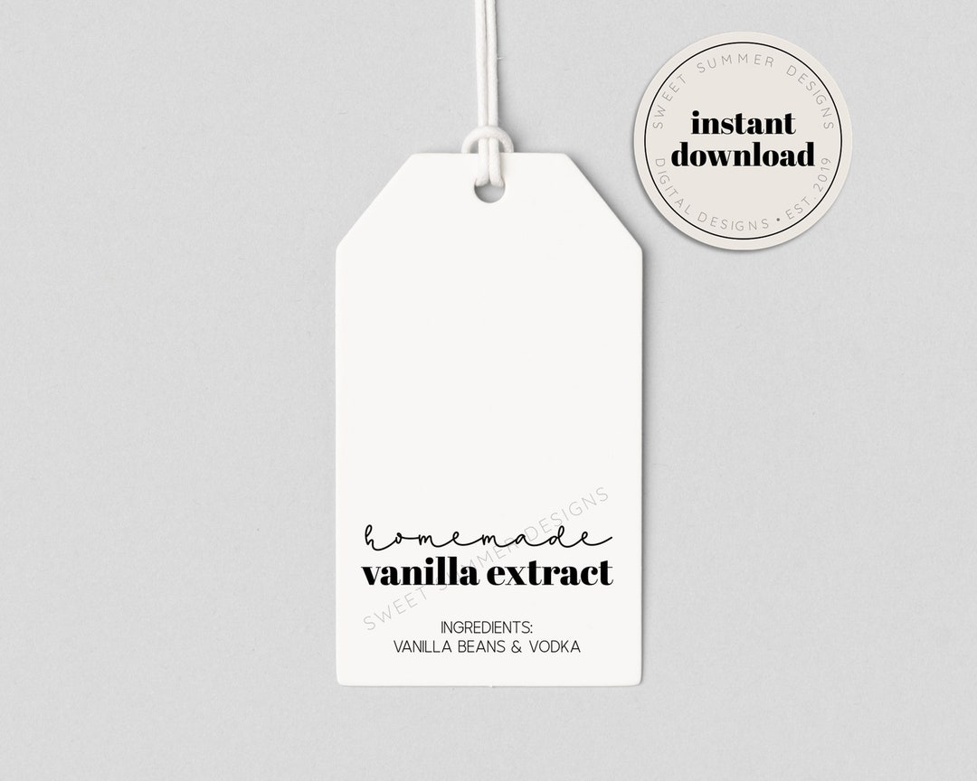 Simple Vanilla Extract Tag Printable, Simmer Potpourri Tag, Christmas ...