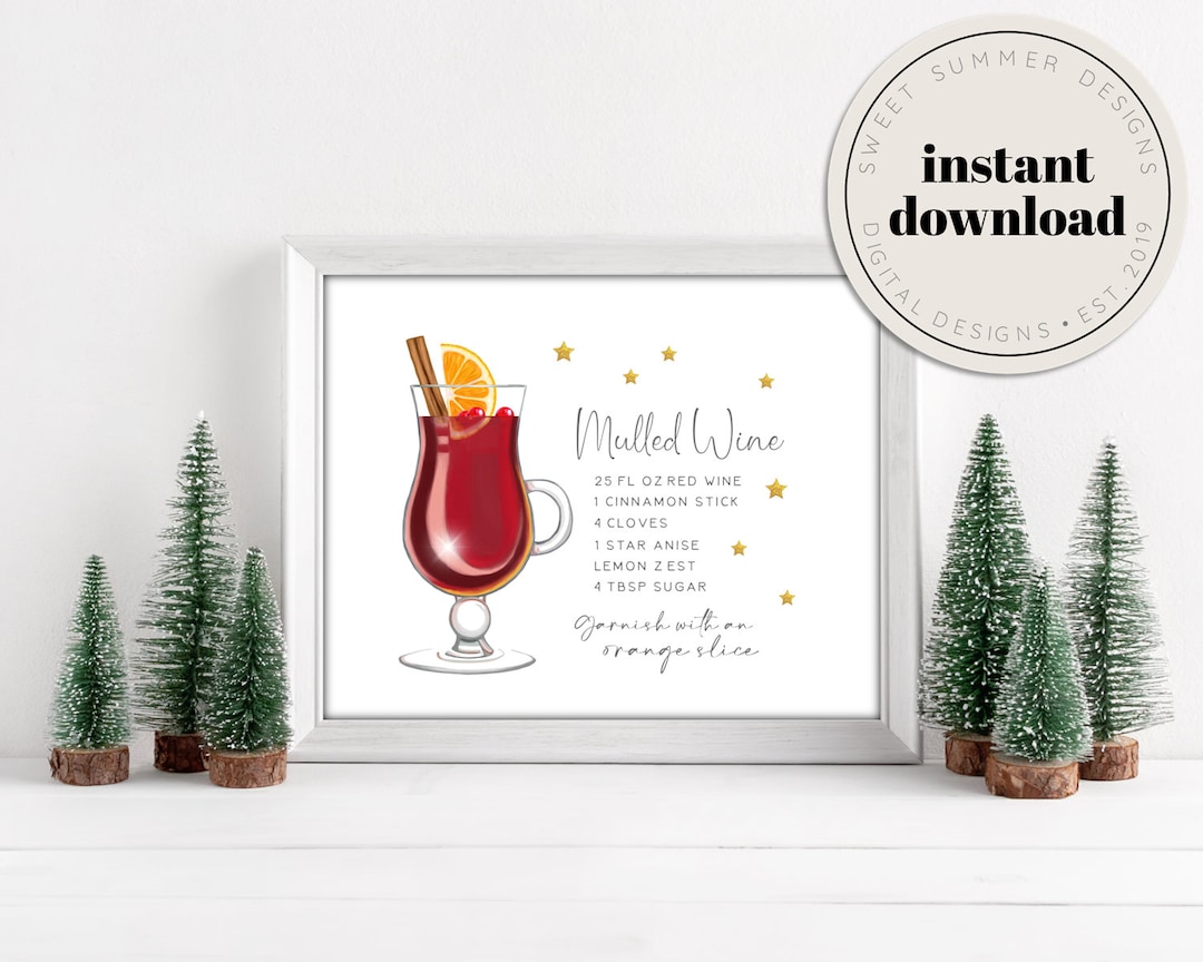 Mulled Wine Drink Sign Printable, Christmas Party Sign, Christmas Party ...