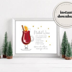 Mulled Wine Drink Sign Printable, Christmas Party Sign, Christmas Party ...