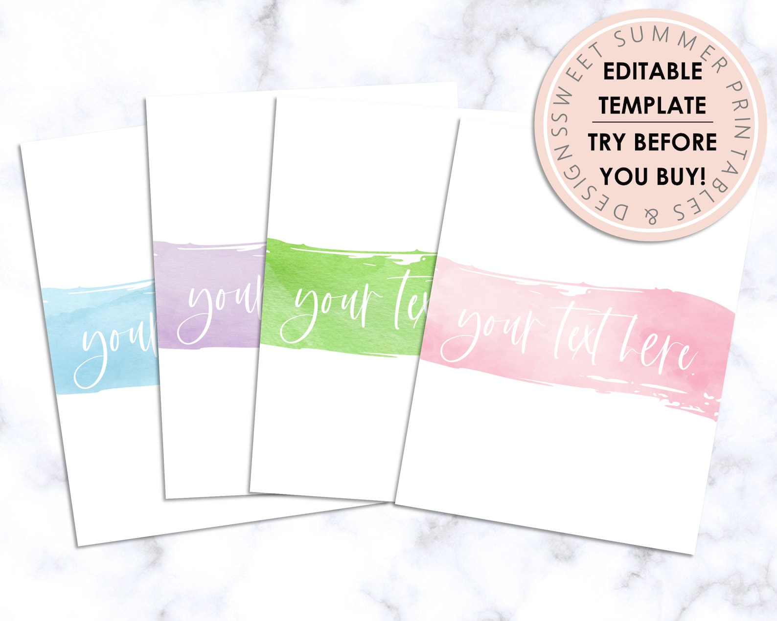 Watercolor Brush Stroke Editable Binder Covers, Editable Binder Cover ...
