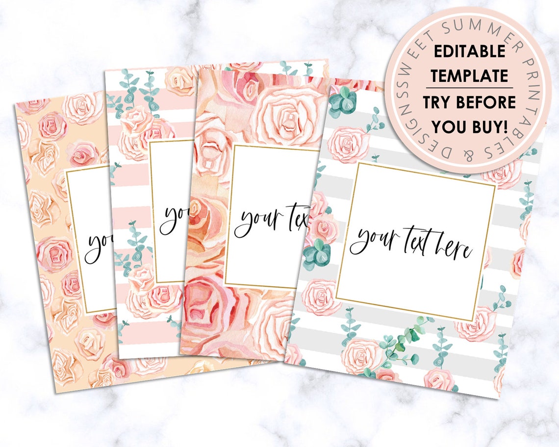 Peach Floral Editable Binder Covers Blue Template Editable | Etsy