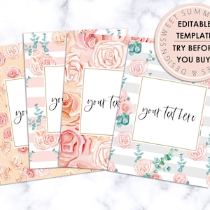 Peach Floral Editable Binder Covers, Blue Template, Editable Binder ...