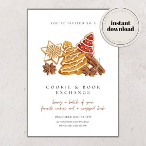 Books & Cookies Book Club Printable Invitation Template, Book Club ...