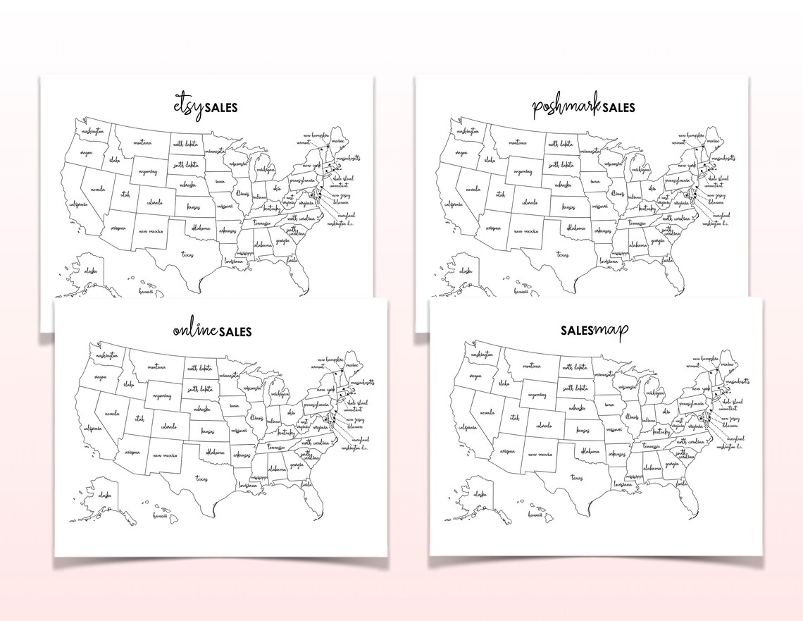 Sales Map Printable US Sales Map Printable Sales Map - Etsy