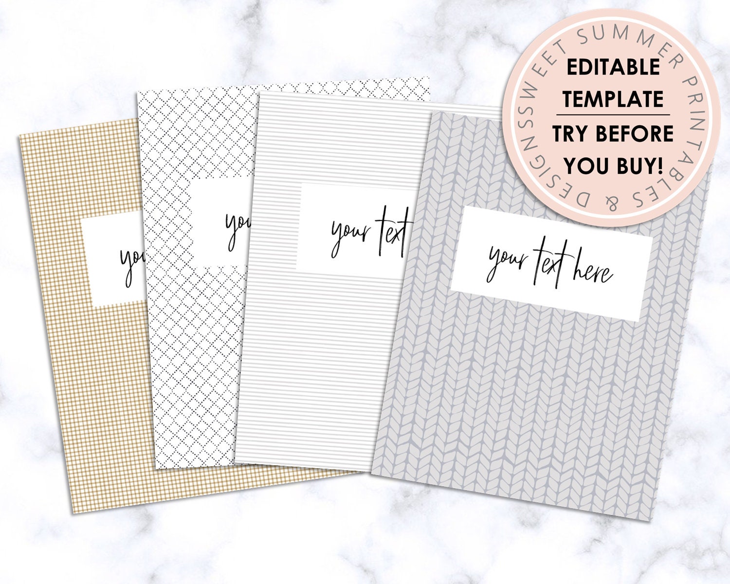 Modern Neutrals Editable Binder Covers Editable Binder - Etsy