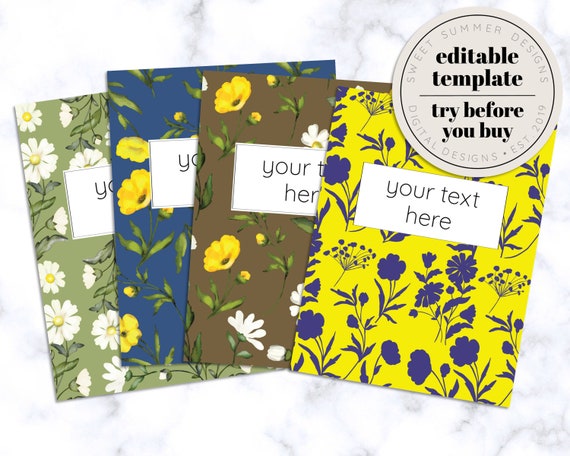 Daisy Floral Editable Binder Covers Editable Binder Cover | Etsy