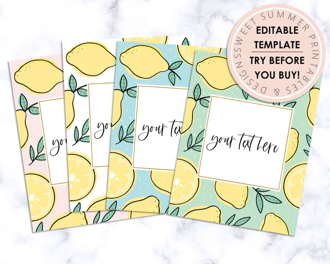 Pastel Lemons Editable Binder Covers, Editable Binder Cover Template ...
