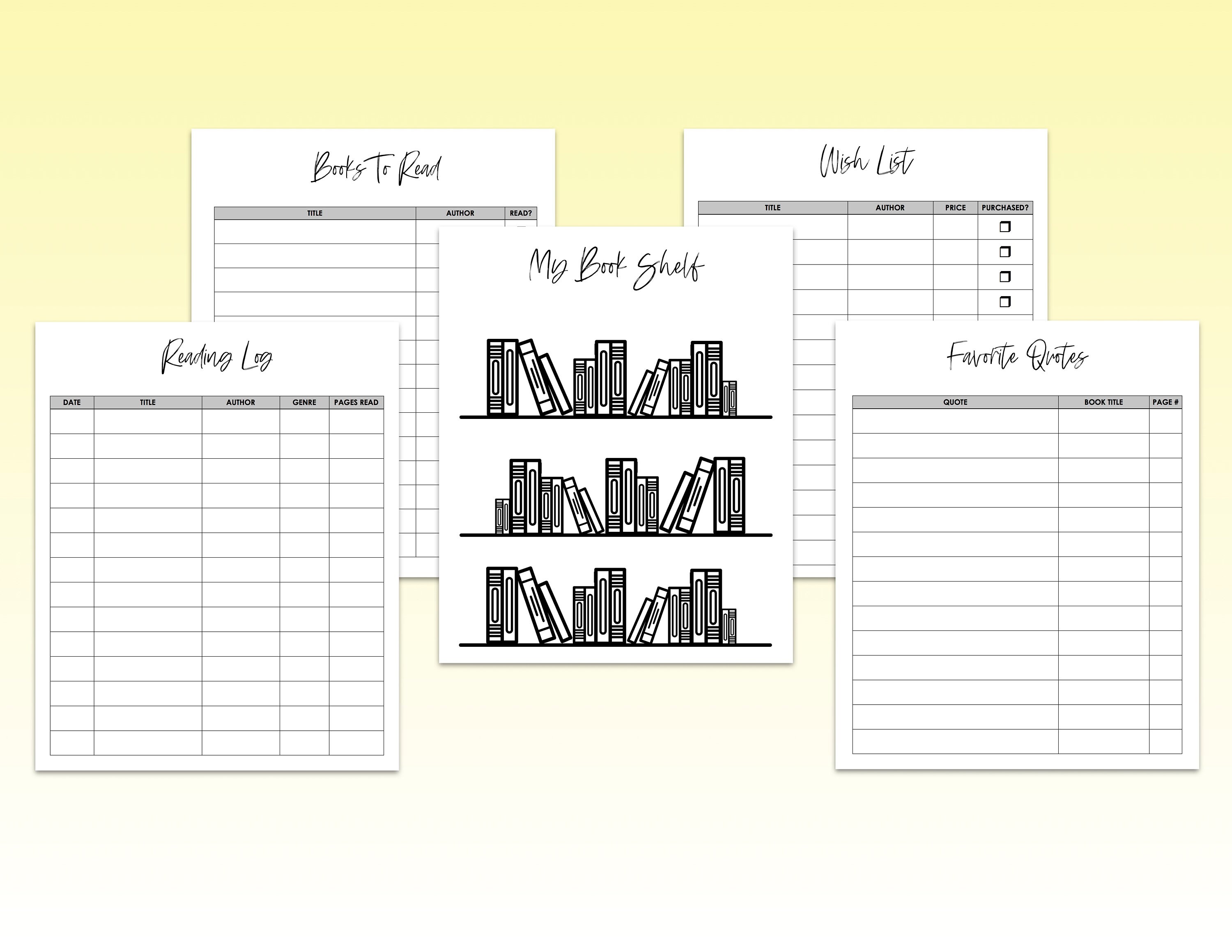 Reading Journal Printable, Book Club Planner Printable, Reading List ...