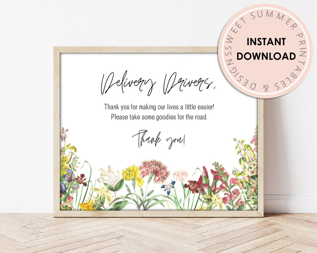 Floral Garden Delivery Drivers Sign Printable, Spring Delivery Sign ...