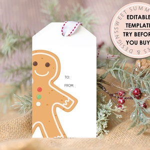 Gingerbread Man Gift Tag Printable, Editable Christmas Gift Tag ...