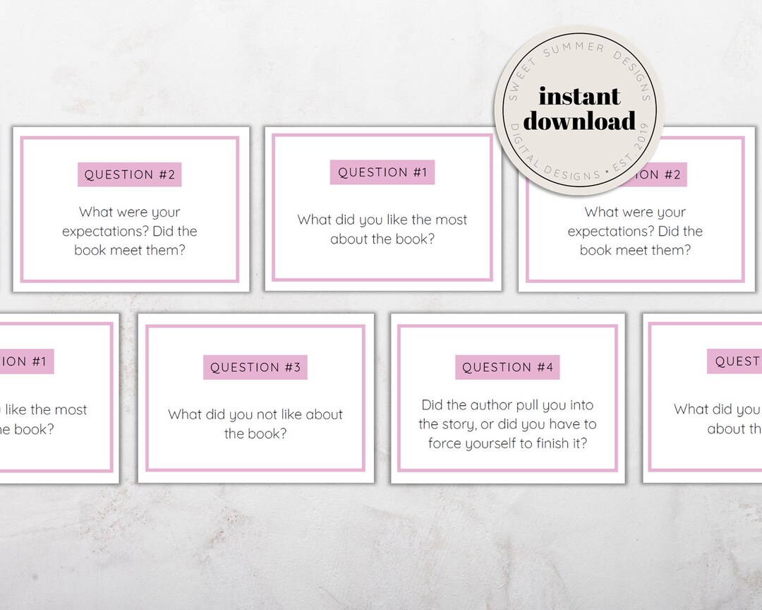 Rose Pink Book Club Questions Printable, Book Club Discussion, Book ...