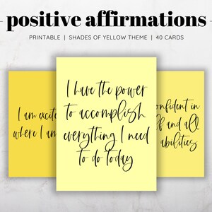 40 Yellow Positive Affirmations Printable Cards, Daily Reminder ...
