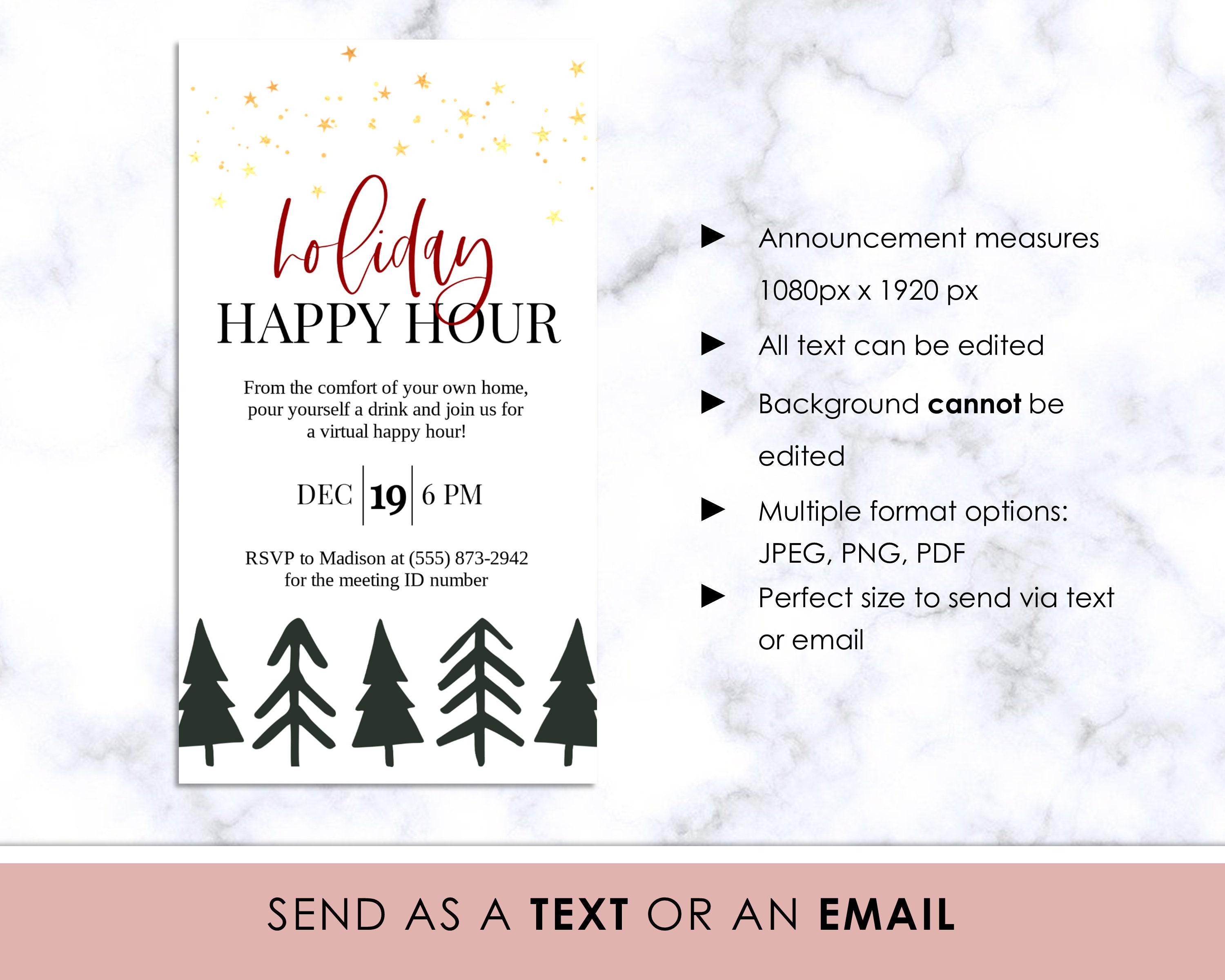 Virtual Holiday Happy Hour Stars and Trees Invitation Holiday - Etsy UK