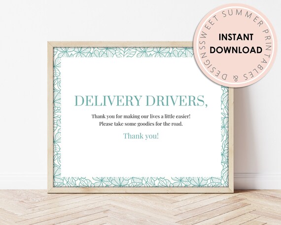 Tropical Leaves Delivery Drivers Sign Printable Spring Sign | Etsy