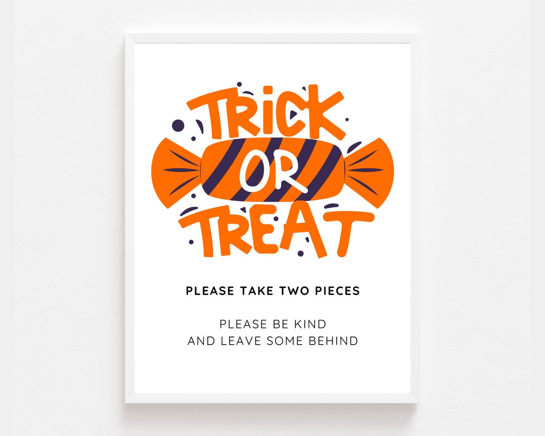 Trick or Treat Candy Sign Printable, Trick or Treat Sign, Please Take ...