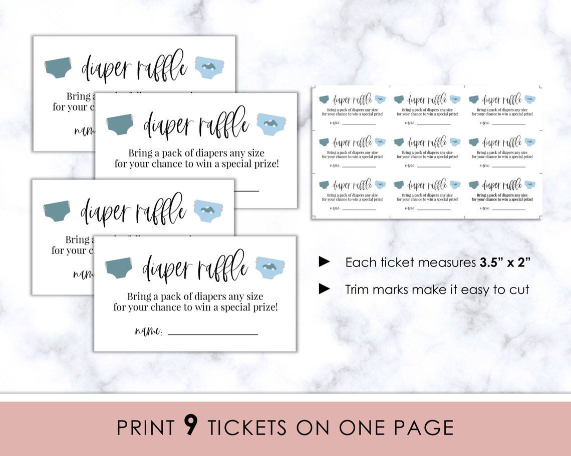 Diaper Raffle Printable Blue Diapers Tickets Diaper Raffle - Etsy