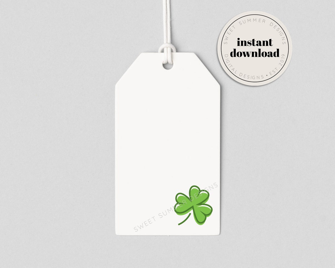 St. Patrick's Day Minimalist Clover Gift Tag Printable, Simmer ...