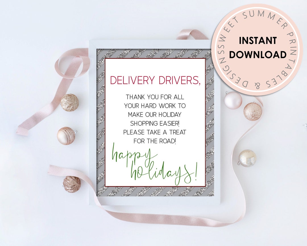 Silver Glitter Delivery Drivers Sign Printable, Delivery Drivers ...