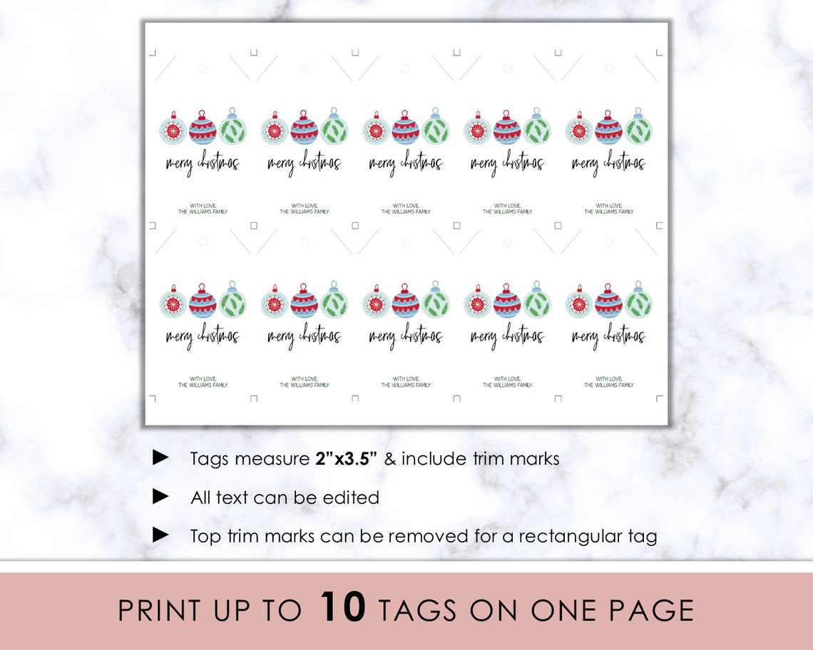 Ornaments Christmas Gift Tag Printable, Editable Christmas Gift Tag ...