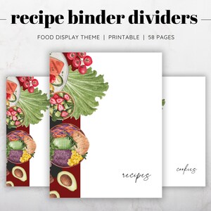 Food Display Recipe Binder Dividers, Recipe Binder Printable Sections ...