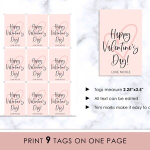 Faded Heart Valentine's Day Gift Tag Printable, Editable Valentine's ...