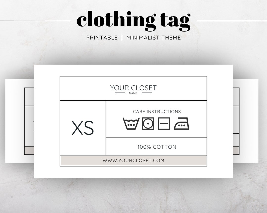 Minimalist Clothing Tag Printable Template, Clothing Tag Editable ...