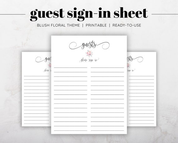 Bridal Shower Sign In Sheet Printable
