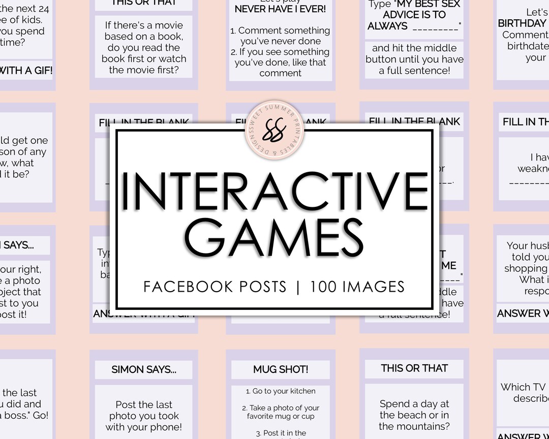 100 Lavender Facebook Games Interactive Posts Social Games - Etsy