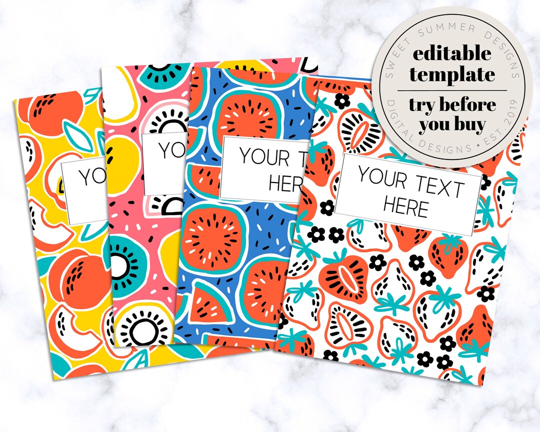 Summer Fruit Editable Binder Covers, Editable Binder Cover Template ...